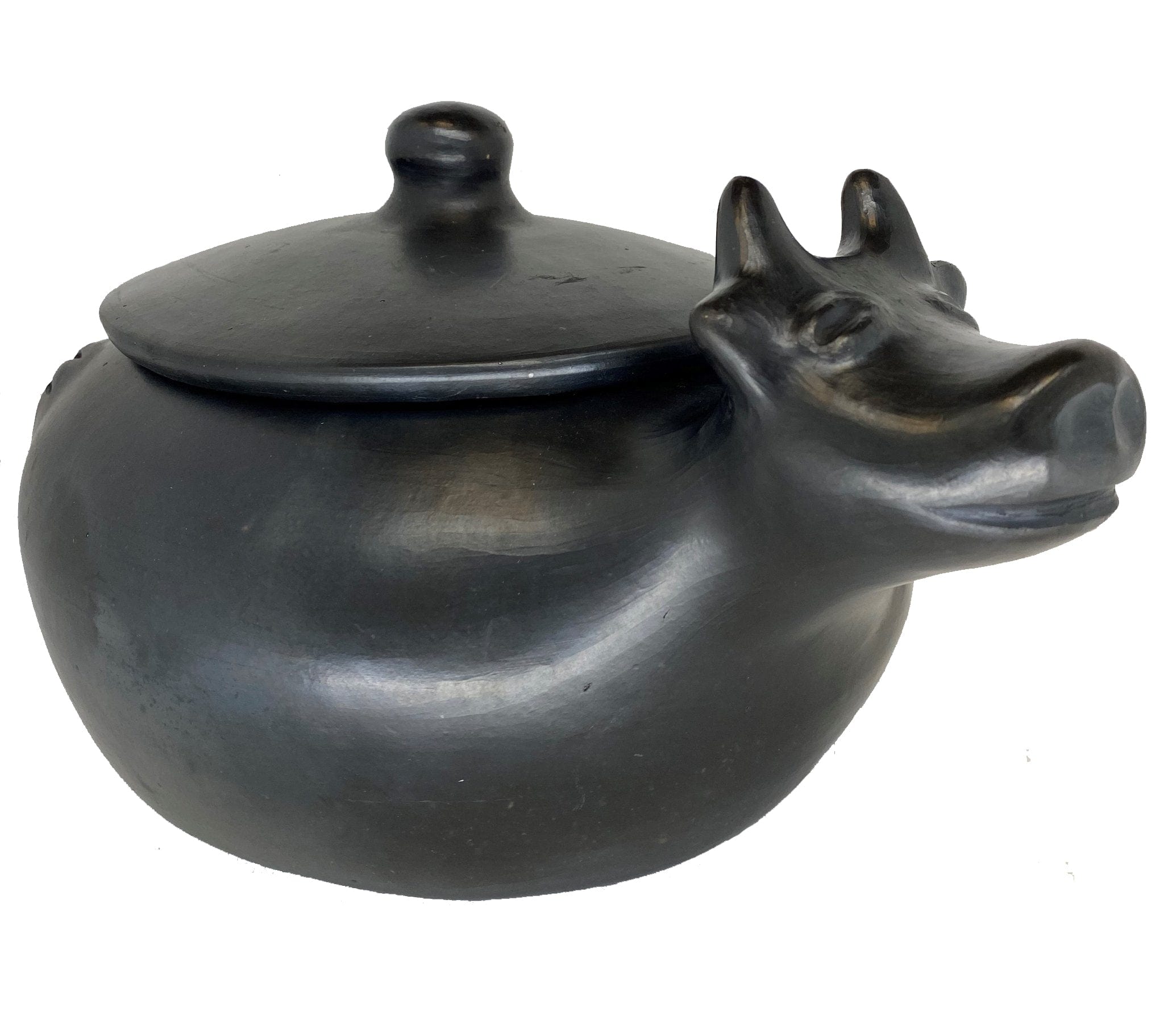 Chamba Cow Pot w/ Lid - 12" x 8" x 5" | Toque Blanche, Santa Cruz, CA